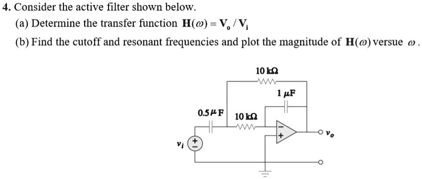 SOLVED: Consider the active filter shown below: (a) Determine the ...