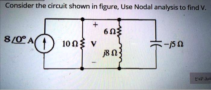 SOLVED: Consider the circuit shown in the figure. Use Nodal analysis to find V. +8/0A 10V âˆ j8 ...