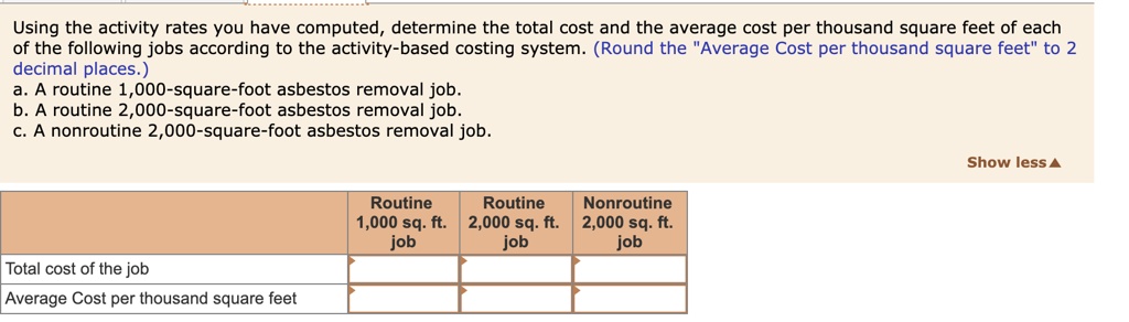 using the activity rates you have computed determine the total cost and ...