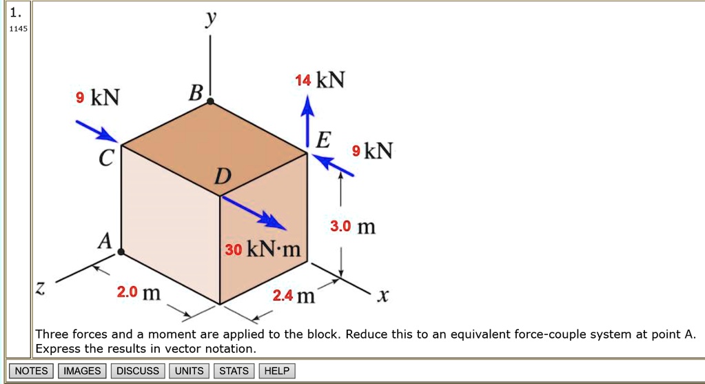 SOLVED: A) The x component of the equivalent MOMENT at point A ...