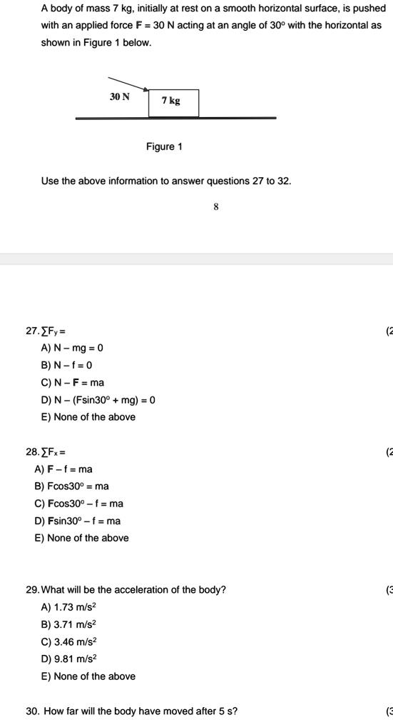 a body of mass 7 kg initially at rest on a smooth horizontal surface is ...
