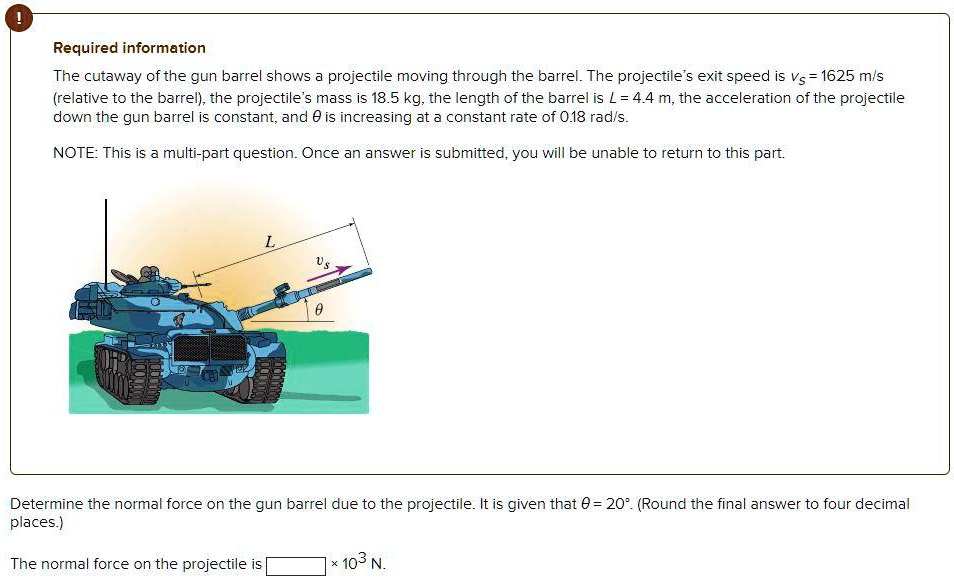 Required Information The Cutaway Of The Gun Barrel Shows A Projectile Moving Through The Barrel