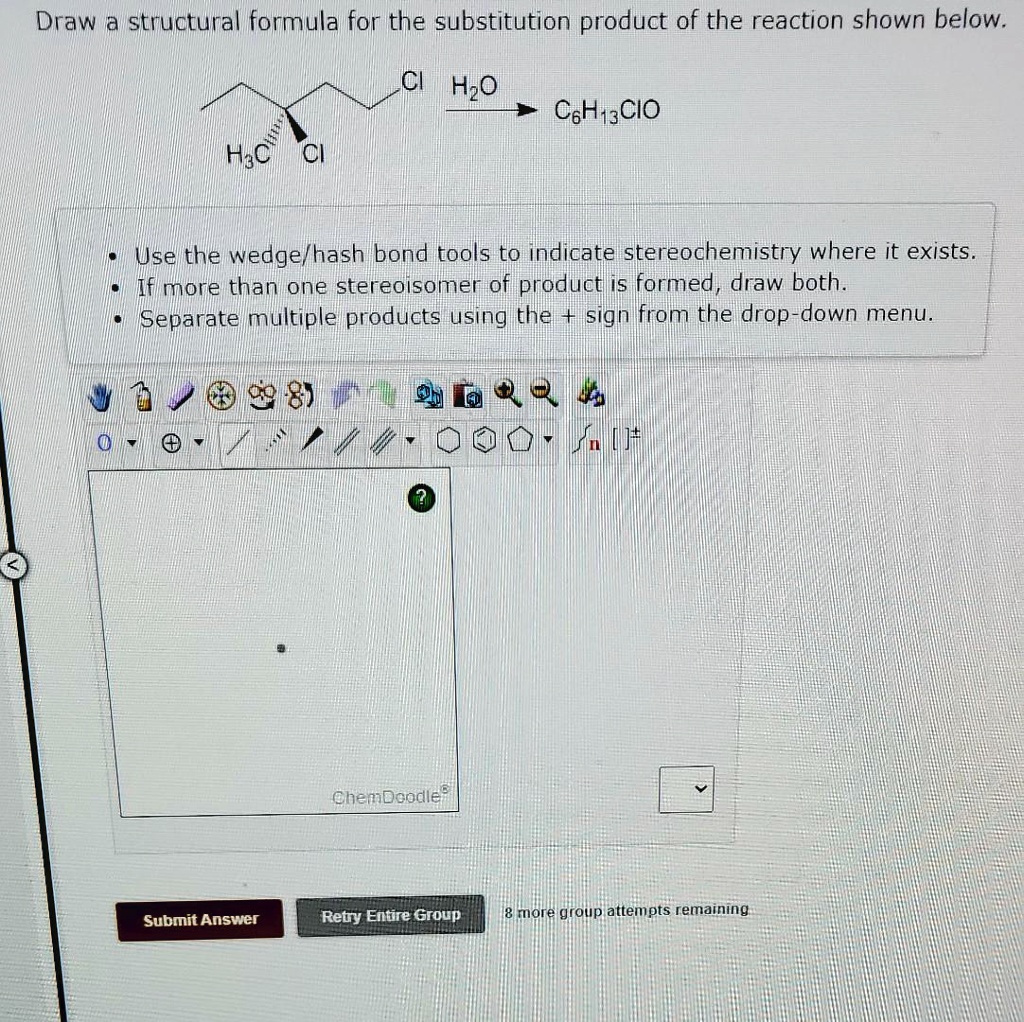 SOLVED: Draw the structural formula for the substitution product of the ...