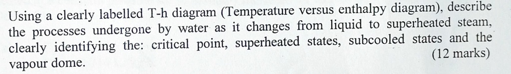 using a clearly labelled t h diagram temperature versus enthalpy ...