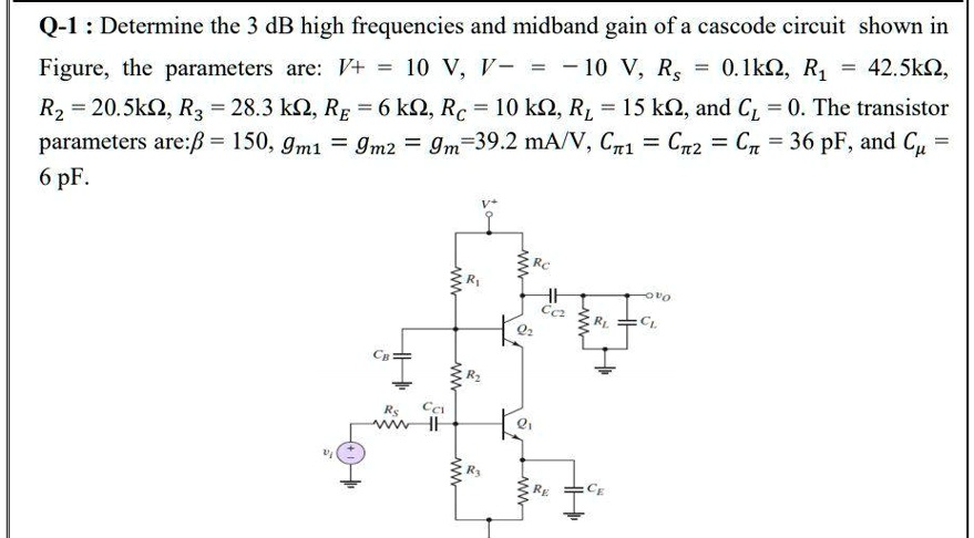 SOLVED: Q-1 : Determine the 3 dB high frequencies and midband gain of a ...
