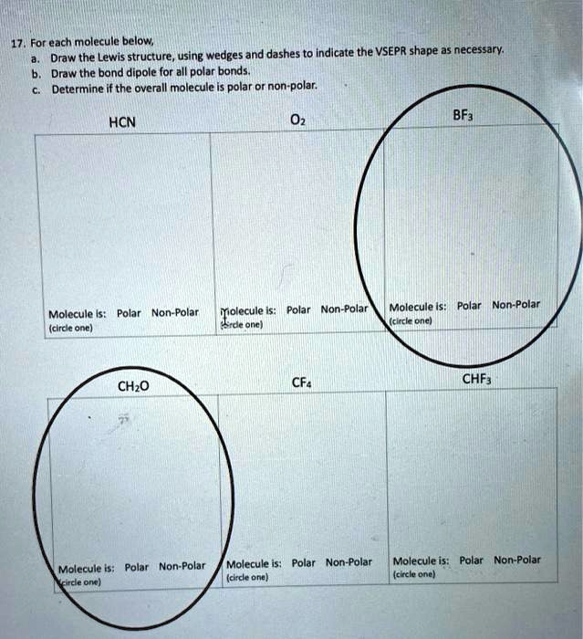 for each molecule below draw the lewis structure using wedges and ...