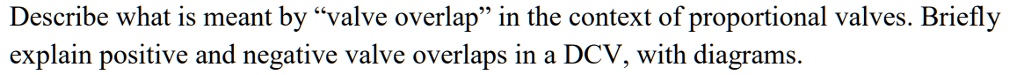Describe what is meant by v̈alve overlapïn the context of proportional ...