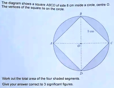 SOLVED: The diagram shows square ABCD with side length cm inside a ...