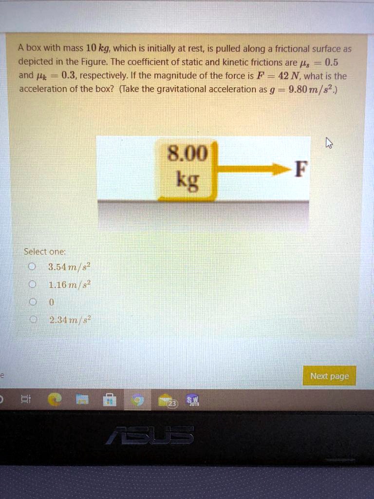 a box with mass 10 kg which is initially at rest is pulled along a frictional surface as ...