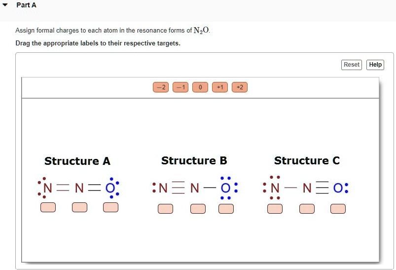 assign formal charges to each atom in the resonance forms of n2o parta ... assign formal charges to each atom in the resonance forms of n2o parta ...
