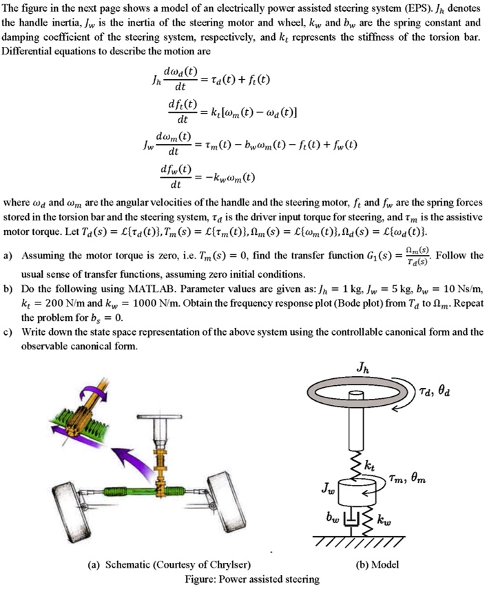 the figure in the next page shows a model of an electrically power ...