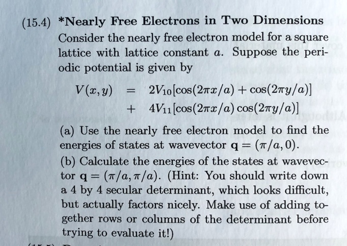 154 nearly free electrons in two dimensions consider the nearly free ...