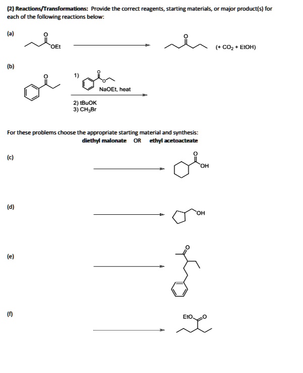 SOLVED:(2) Reactions[Transformations: Provide the correct reagents ...