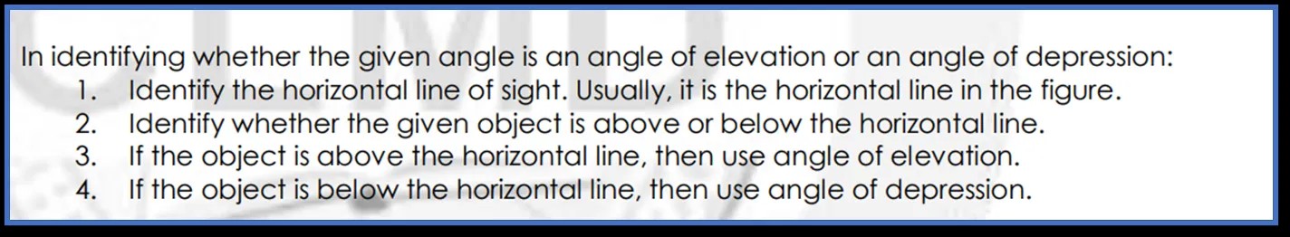 SOLVED: In identifying whether the given angle is an angle of elevation ...