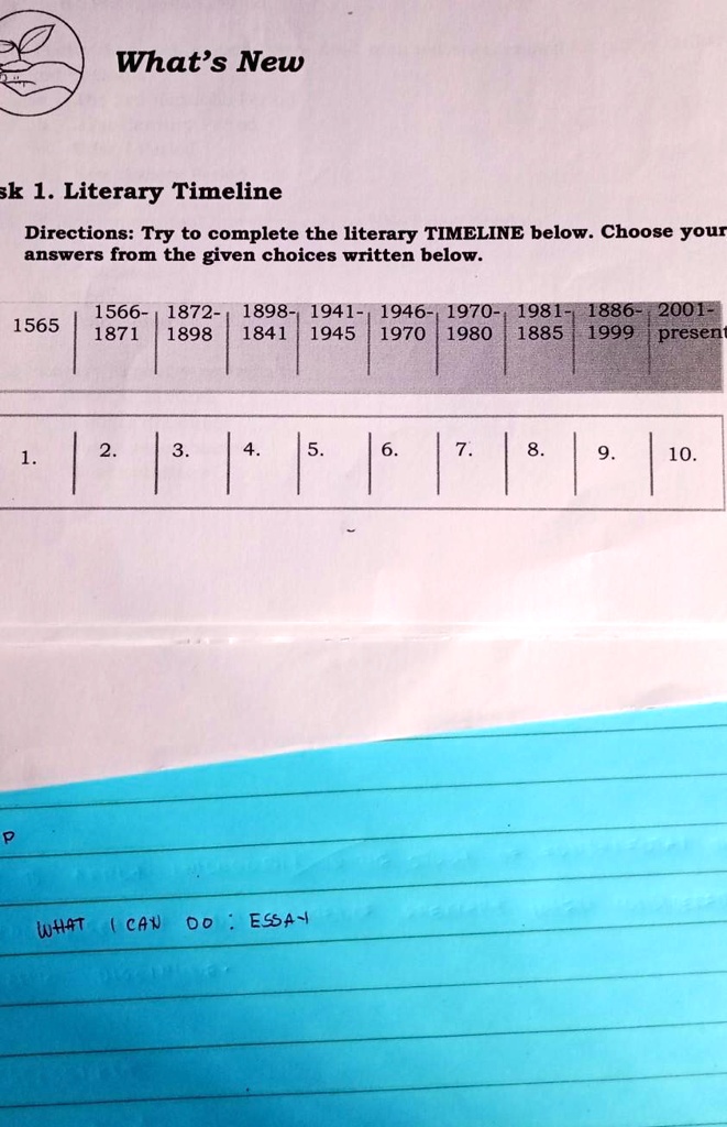 try to complete the literary timeline below choose your answer from the ...