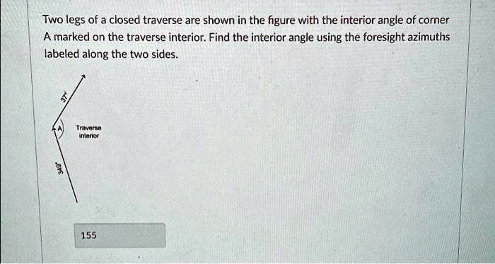 Two legs of a closed traverse are shown in the figure with the interior ...