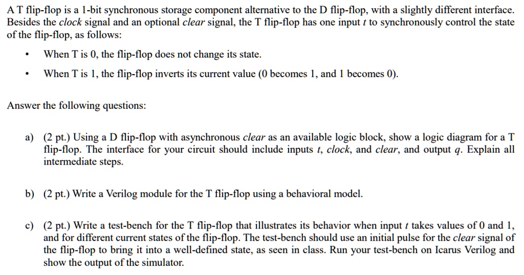SOLVED: Using a D flip-flop with asynchronous clear as an available logic block, show a logic ...