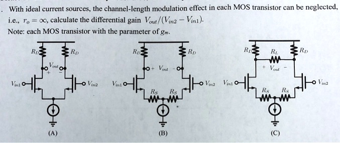 [GET ANSWER] . With ideal current sources, the channel-length modulation effect in each MOS ...