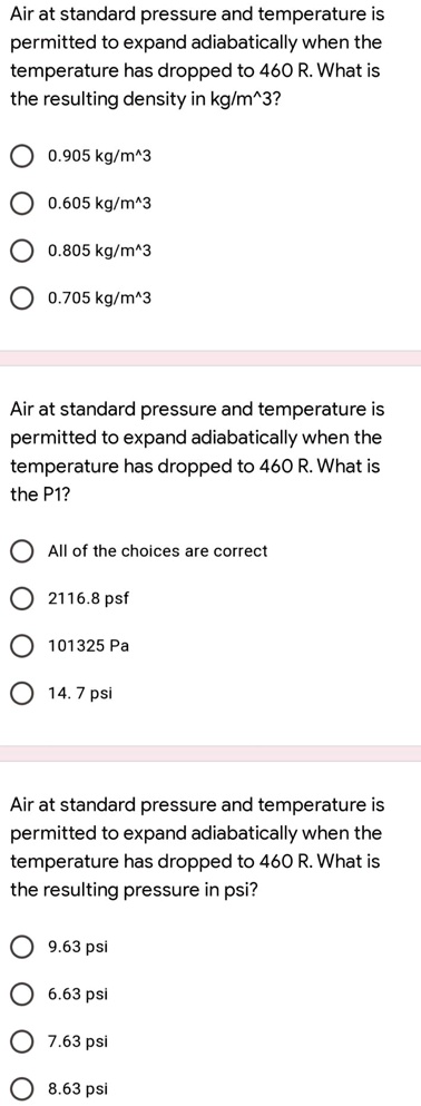 SOLVED: Air at standard pressure and temperature is permitted to expand ...