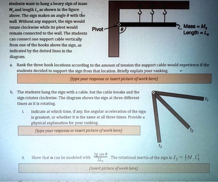 students want to hang heavy sign of mass msand length l as shown in the ...