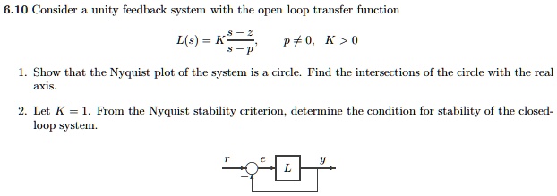 SOLVED: Consider a unity feedback system with the open loop transfer function. 6.10 Consider a ...