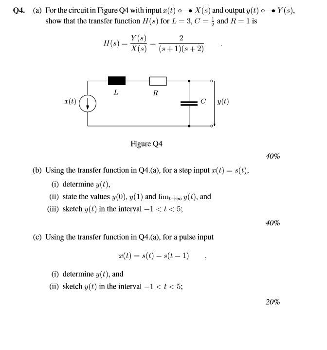 SOLVED: For the circuit in Figure Q4 with input to Xs and output to Ys, show that the transfer ...