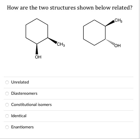 SOLVED: How are the two structures shown below related? CHa OH Unrelated Diastereomers ...