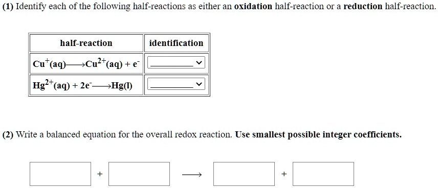 Solved 1 Identify Each Of The Following Half Reactions As Either An