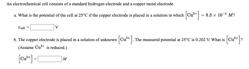 SOLVED:An electrochemical cell consists of standard hydrogen electrode ...