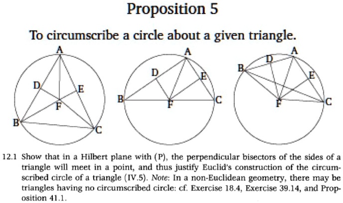 Proposition 5 To circumscribe a circle about a given...