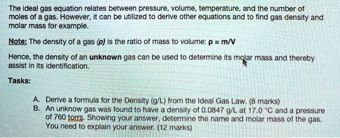 SOLVED: The Ideal gas equation relates between pressure, volume ...