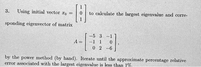 using initial vector to sponding eigenvector of matrix to calculate the largest eigenvalue and ...