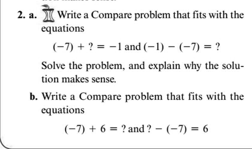 2 a write a compare problem that fits with the equations 7 land 1 7 ...