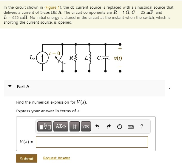SOLVED: In the circuit shown in (Figure 1), the dc current source is replaced with a sinusoidal ...