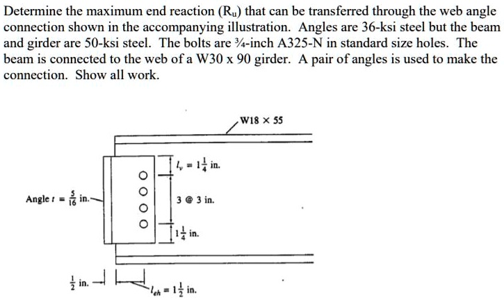 SOLVED: Determine the maximum end reaction (Ru) that can be transferred through the web angle ...