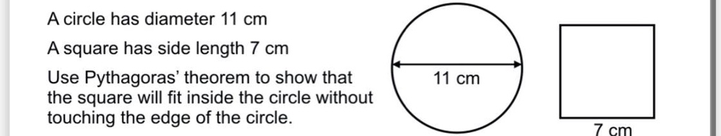 SOLVED: "A circle has diameter 11 cm Pythagoras theorem Please answer ...