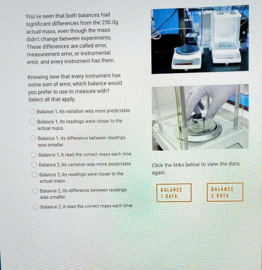 Youve Seen That Both Balances Had Significant Differences From The 250g Actual Mass Even Though 