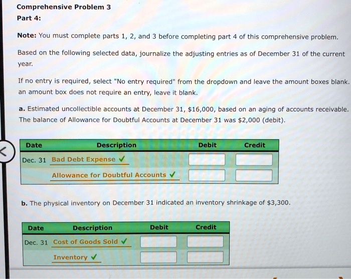 SOLVED: Text: Comprehensive Problem 3 Part 4: Note: You must complete parts 1, 2, and 3 before ...