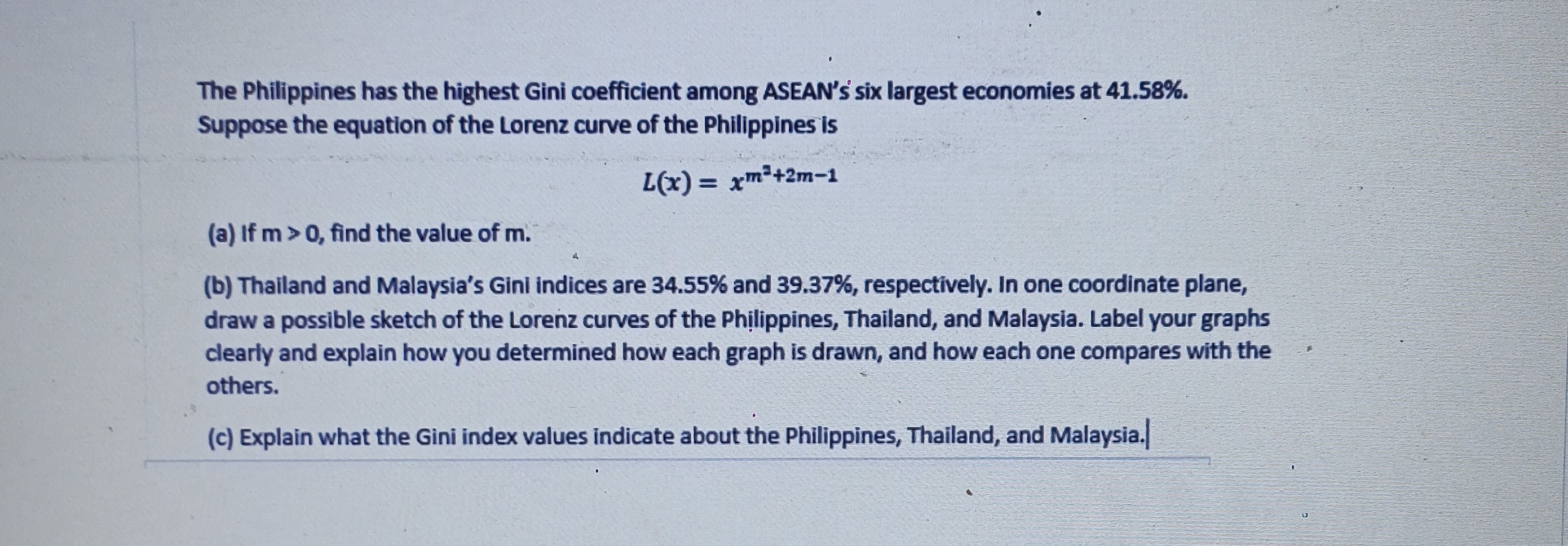 SOLVED: The Philippines has the highest Gini coefficient among ASEAN's's six largest economies ...