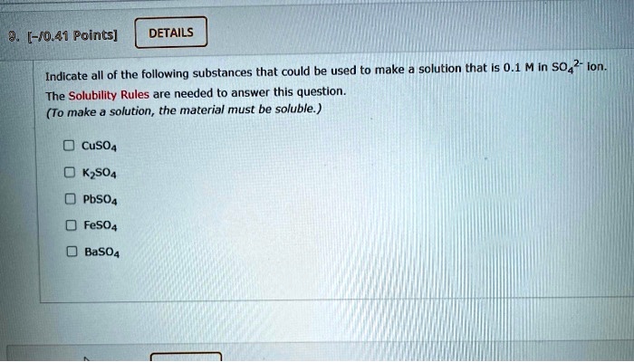 SOLVED: Following substances could be used to make a solution that is 0 ...