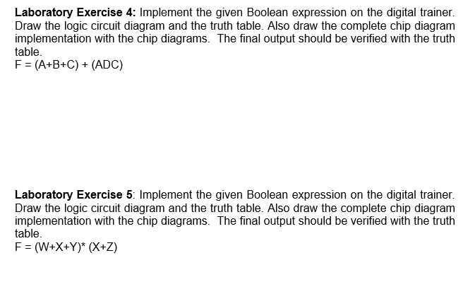Laboratory Exercise 4: Implement the given Boolean expression on the ...