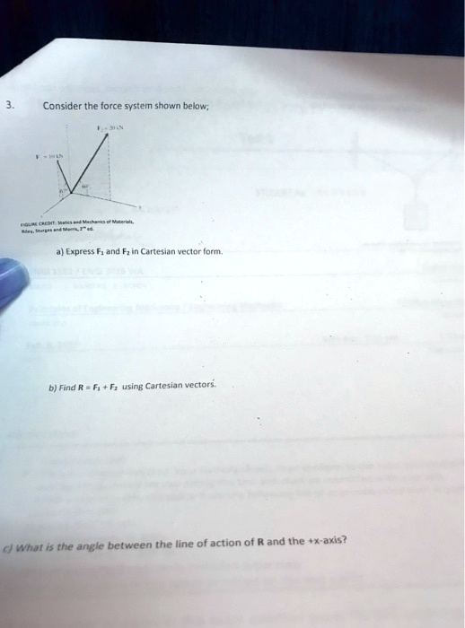 3. Consider the force system shown below; F? = 10 kN F? = 20 kN FIGURE CREDIT: Statics and ...