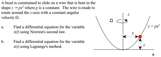 SOLVED: A bead is constrained to slide on a wire that is bent in the shape z = px2 where p is a ...