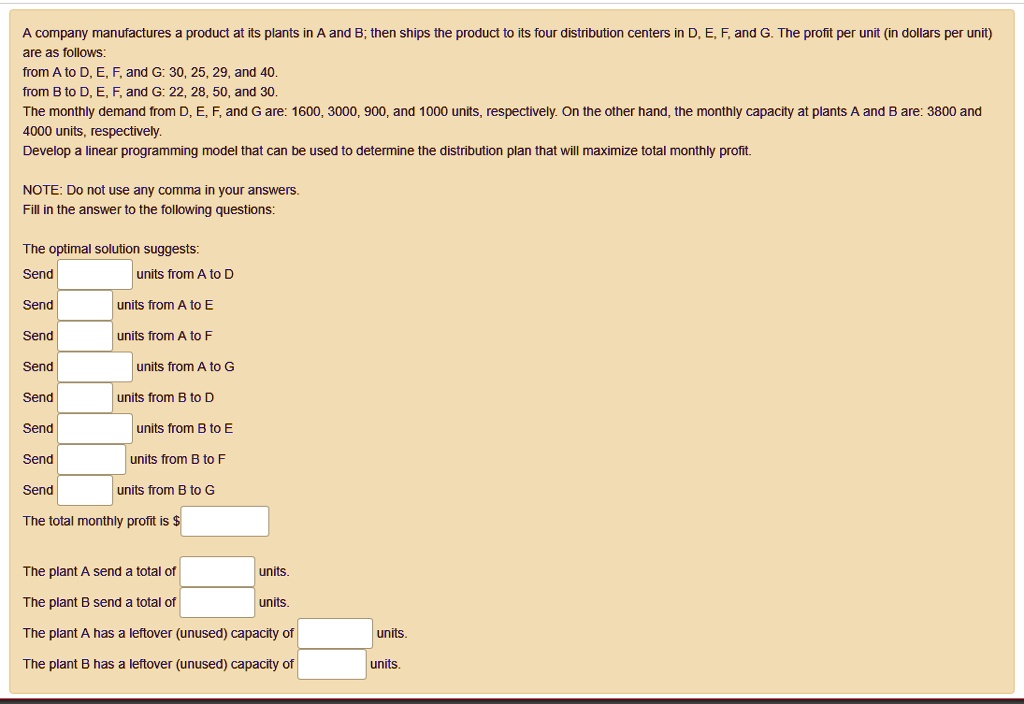 SOLVED: A company manufactures a product at its plants in A and B; then ...