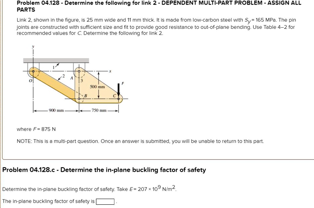 SOLVED: Problem 04.128 - Determine the following for Link 2 - DEPENDENT ...
