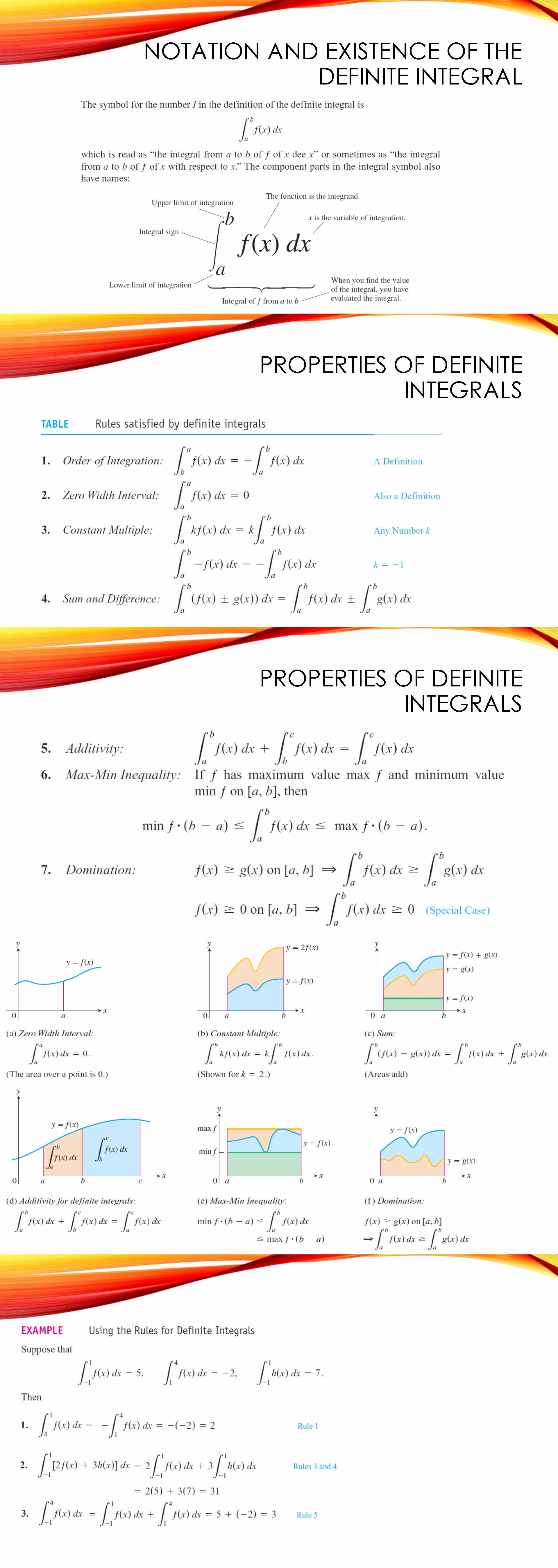 NOTATION AND EXISTENCE OF THE DEFINITE INTEGRAL The symbol for the ...