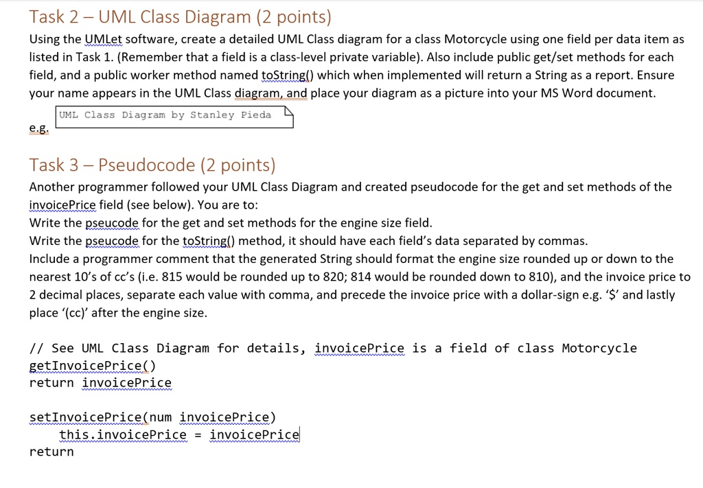 Solved Texts Task 2 Uml Class Diagram 2 Points Using The Umlet Software Create A Detailed 5844