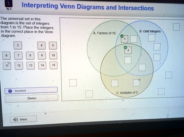 Try It Interpreting Venn Diagrams and Intersections The universal set ...