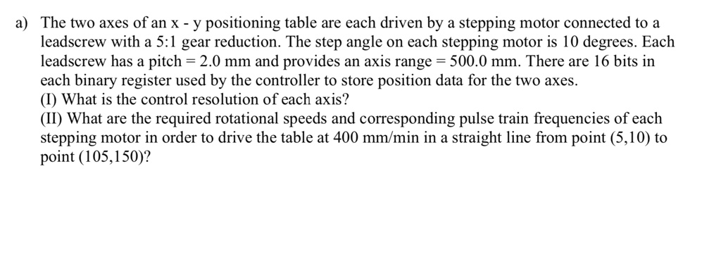 a) The two axes of an x - y positioning table are each driven by a stepping motor connected to a ...