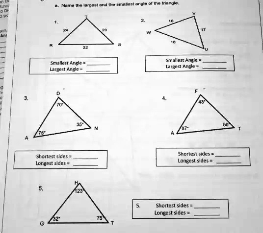 SOLVED: Smallest and Largest Angles The smallest angle is the smallest ...
